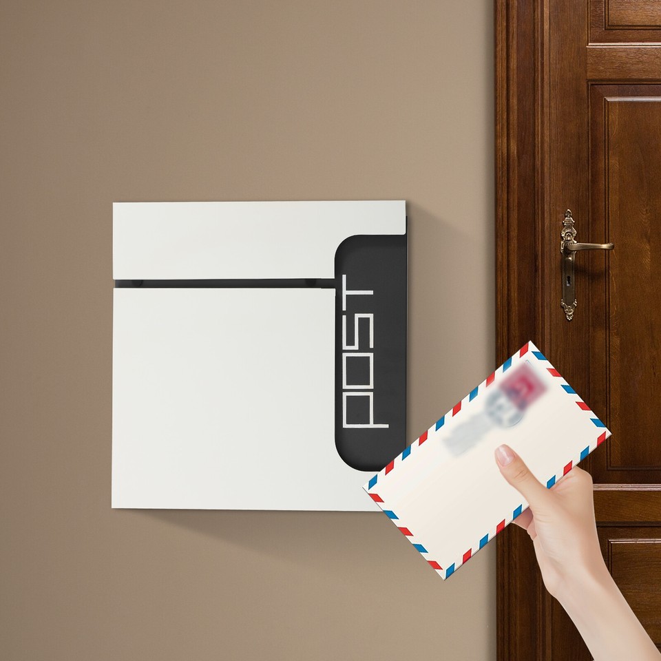 Rectangular Post Box Large Letter Mail Box Steel Lockable Wall Mount ...