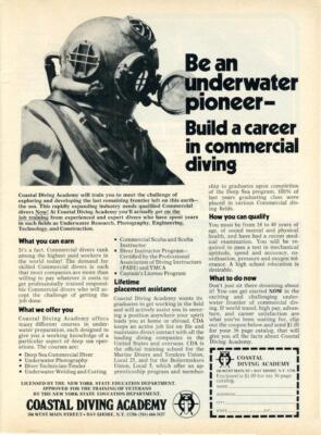 1976 Coastal Diving Academy PRINT AD Deep Sea Commercial Diver | eBay