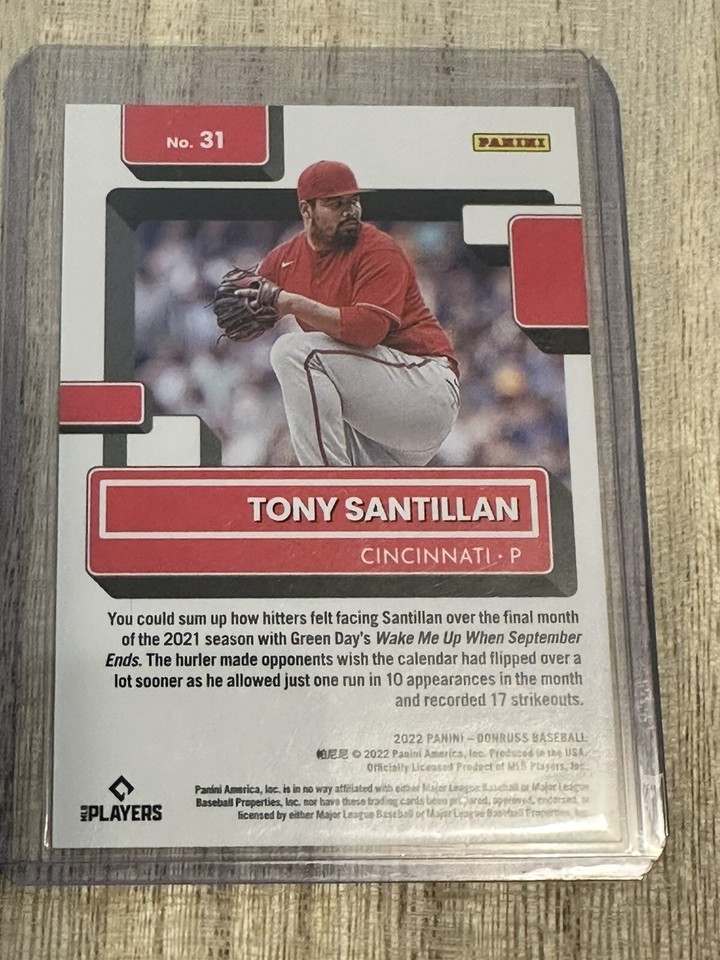 2022 Donruss Rated Rookie Career Stat Line #31 Tony Santillan Rookie ...