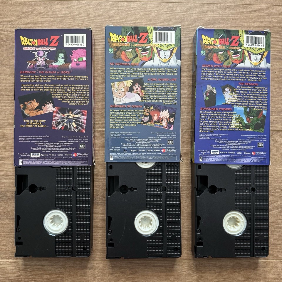 Vintage Dragon Ball Z VHS Lot of 3 Bardock Cell Games Imperfect Cell ...