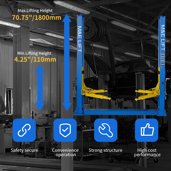 M&E 10000 lbs Two Post Lift 2-Post Lift Auto Lift Auto Car Lift Hoist ...