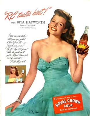 Vintage Rita Hayworth RC Cola Ad Reproduction Framing Print Advertising ...