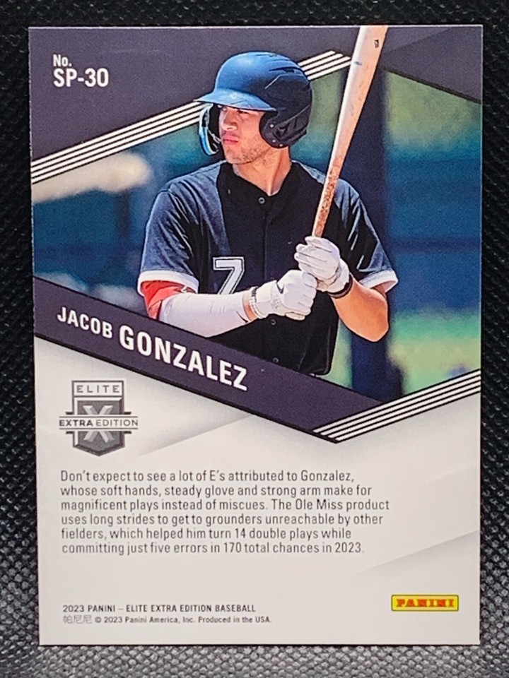2023 Panini Elite Extra Edition Spellbound Jacob Gonzalez "E" Chicago White Sox | eBay