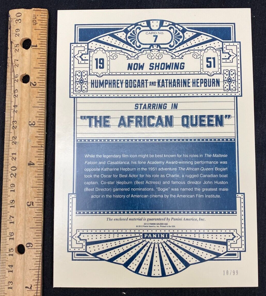 1951 MOVIE WORN PATCH GOLDEN AGE *AFRICAN QUEEN* TRADING CARD! 10/99 ...