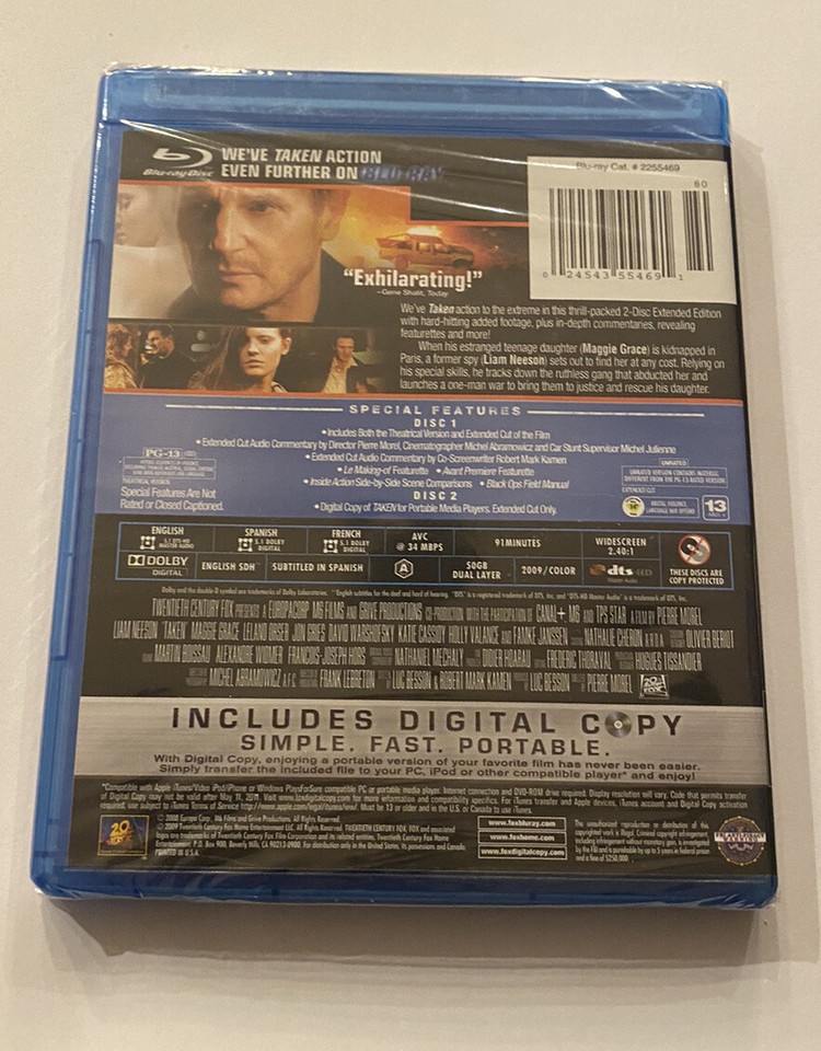 Taken (Blu-ray Disc, 2009, 2-Disc Set, Extended Cut; Includes Digital ...