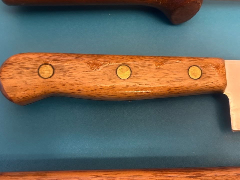 Vintage Chicago Cutlery 6pc Knife Set & Wood Block USA Walnut Handles ...