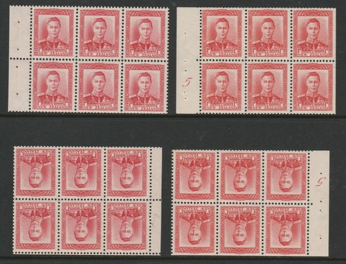 New Zealand 1938-44 George VI 1d Scarlet booklet panes SG 605 Mint/ mnh ...