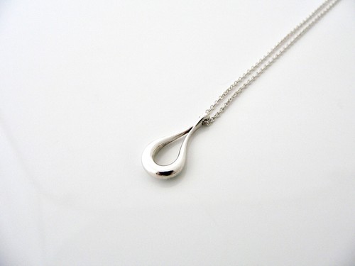 Tiffany & Co Silver Peretti Open Tear Teardrop Necklace 18 Inch Chain ...