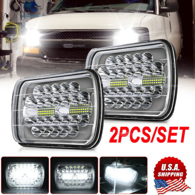 2PCS 7x6" LED Headlights Sealed Square Headlamp For Ford E-150 E-250 E ...