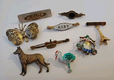 Antique & Vintage Small Bar MoP Enamel Metal Mother Baby Dog & Other ...