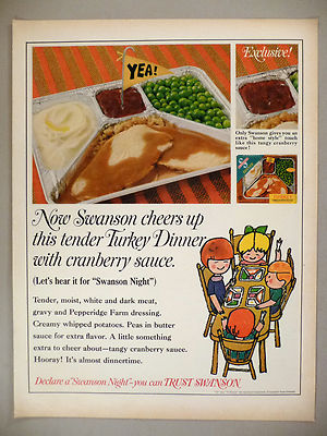 Swanson Frozen TV Dinner PRINT AD - 1968 ~~ Turkey | eBay