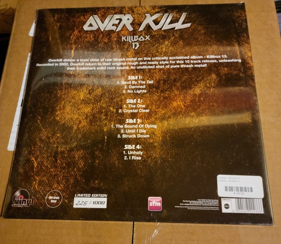 OVERKILL Killbox 13 Vinyl Import BRAND NEW/STILL SEALED Numbered 225/1000 | eBay