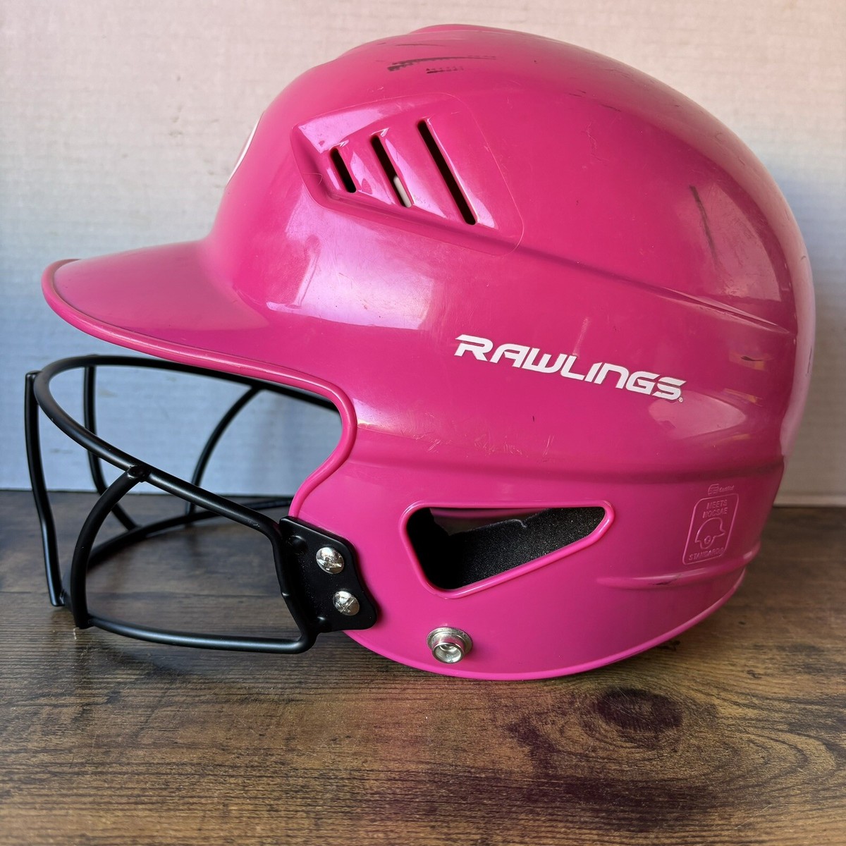 Pink Batting Helmet Cute Coquette Style Illustration Of Pink Baseball