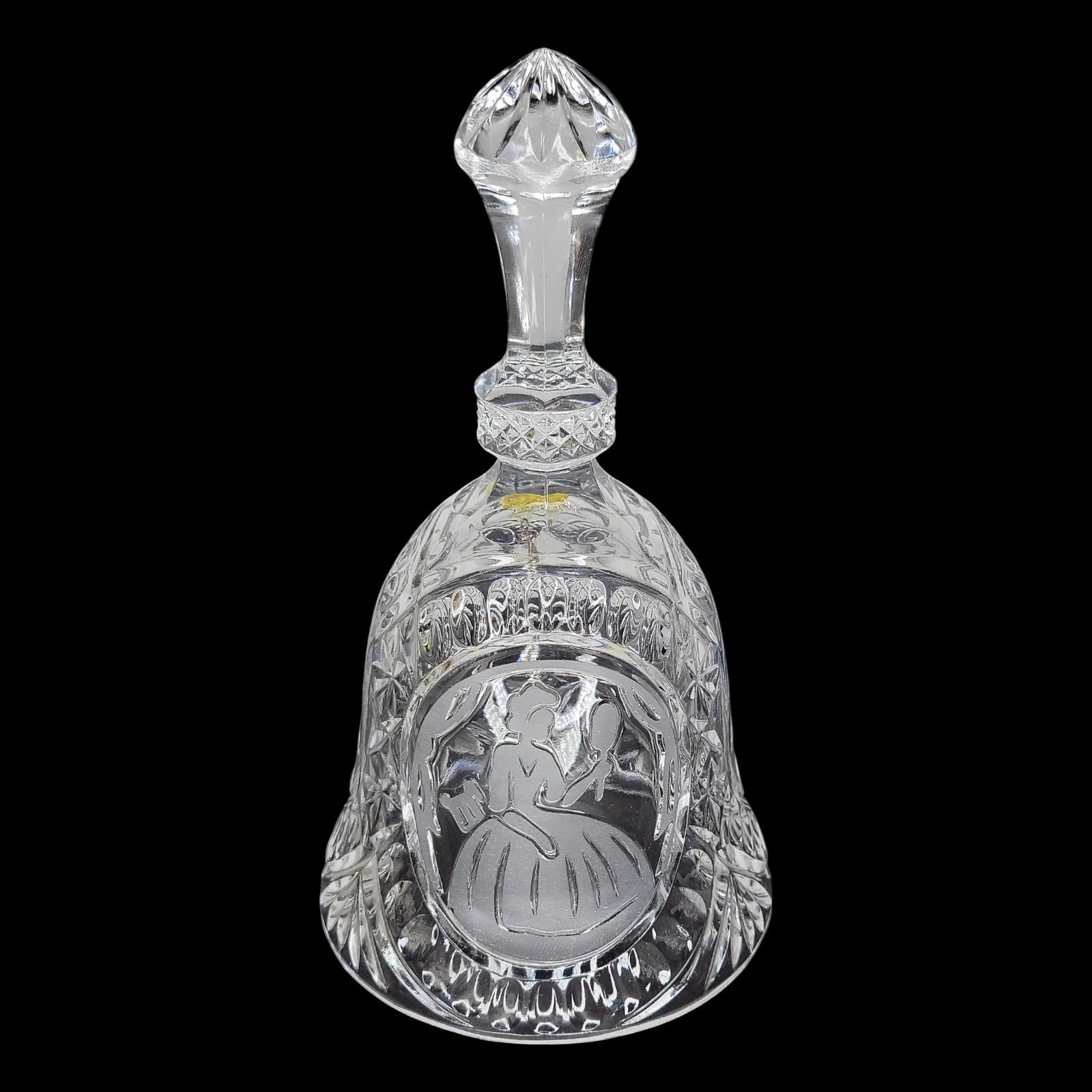 Bell Vintage Beautiful Etched Glass Bell My Lady Hand Mirror 7 in. Tall ...
