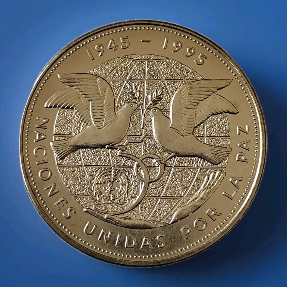 Dominican Republic 1 Peso 1995 United Nations 50th Anniversary UNO UN ...