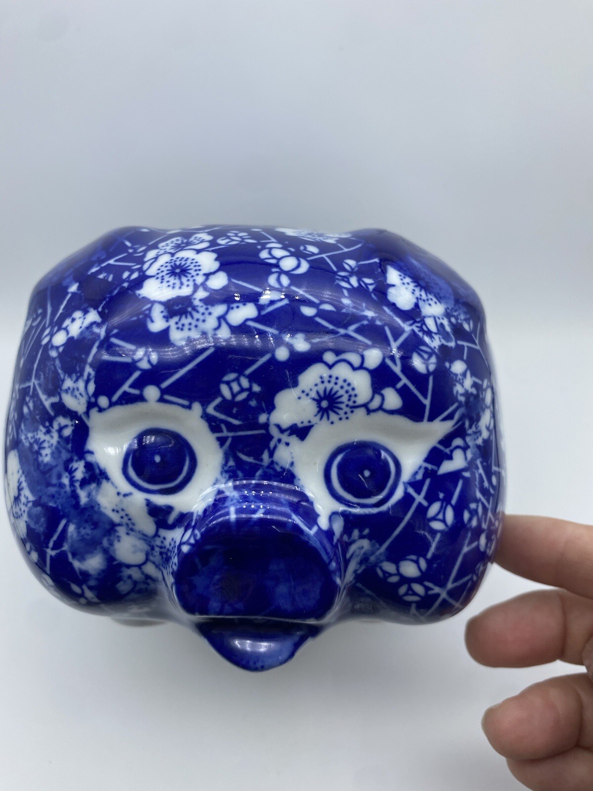 Vintage Victoria Ware Ironstone Blue White Floral Calico Piggy Bank ...