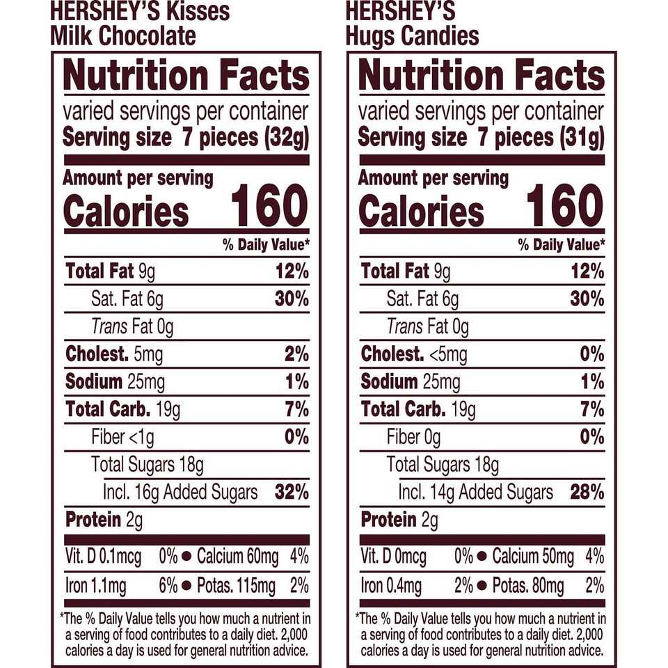 HERSHEY'S HUGS & KISSES Assorted Flavored, Valentine'S Candy Bag, 21.4 ...