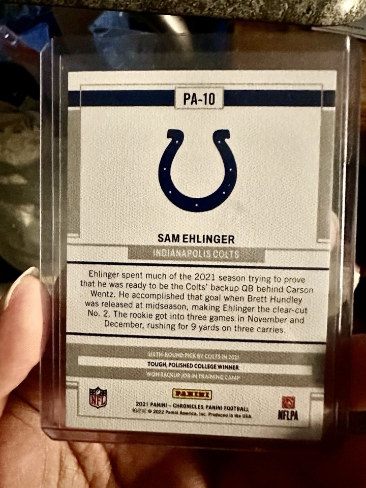 Sam Ehlinger 2021 Panini Chronicles Panini #PA-10 Rookie Insert Colts ...