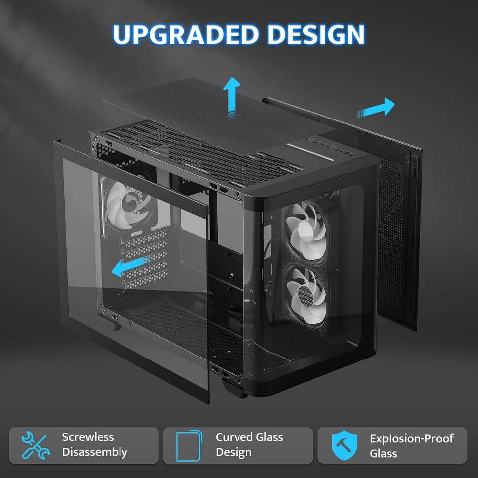 darkFlash Micro-ATX Gaming PC Case, MATX PC Case with 3 x 120mm ARGB ...