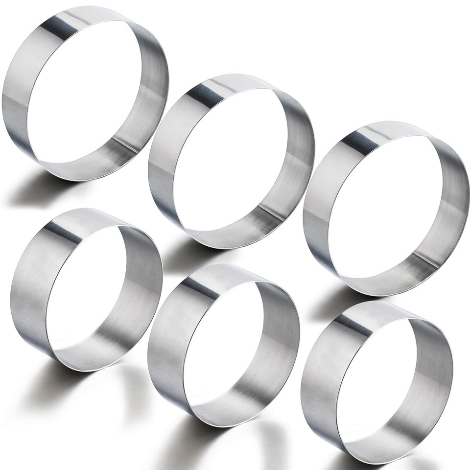 6 Pack Cake Rings for Baking Round Tart Ring Cookie Biscuit Cutter ...