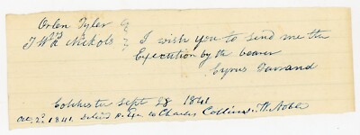 19th Century Colchester Vt Vermont Signed receipt Cyrus Farrand Note ...