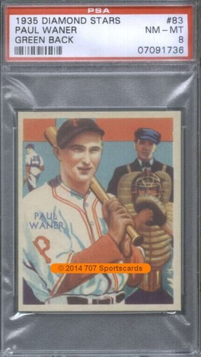 1935 Diamond Stars #83 Paul Waner Green Back PSA 8 Pirates (1736) | eBay