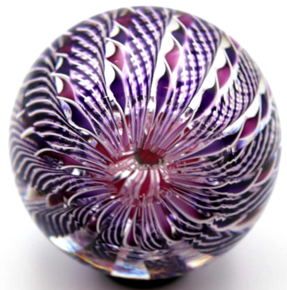AWESOME Large CAPE COD Triple Crown ROSE CANE Art Glass PAPERWEIGHT ...