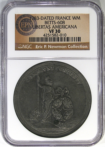 USA / FRANCE MEDAL 1783 BETTS-608 LIBERTAS AMERICANA NGC VF30 ~ ERIC P ...