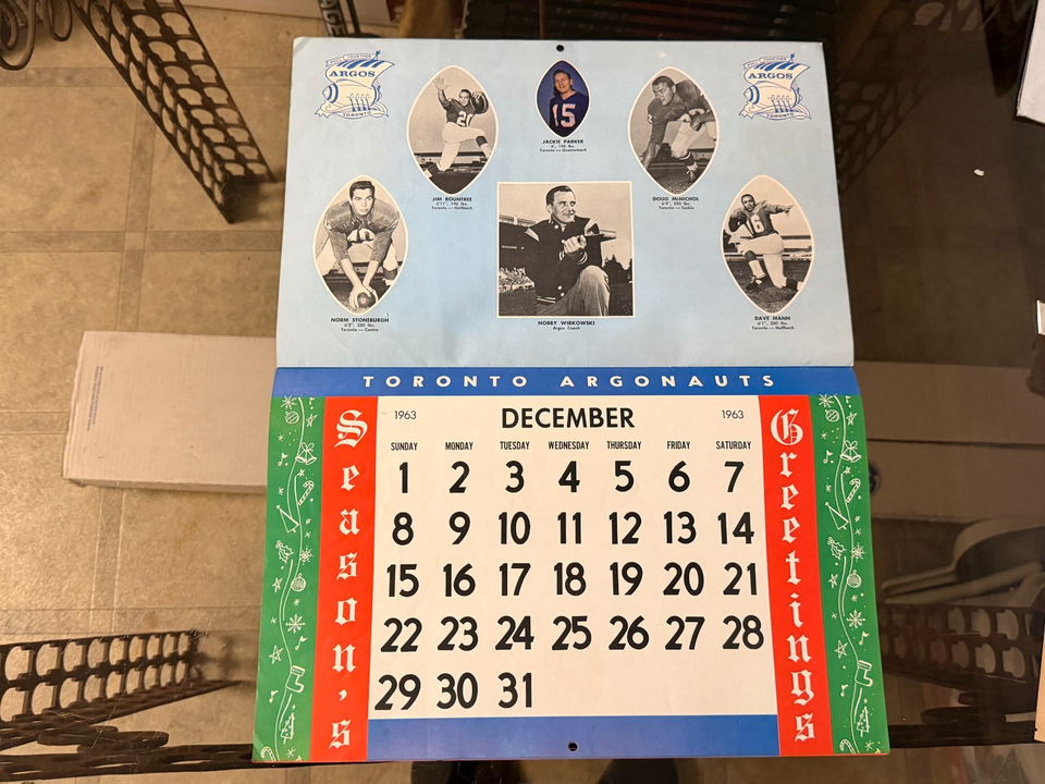 Original Complete 1963-64 Canadian Football League CFL Large Calendar ...