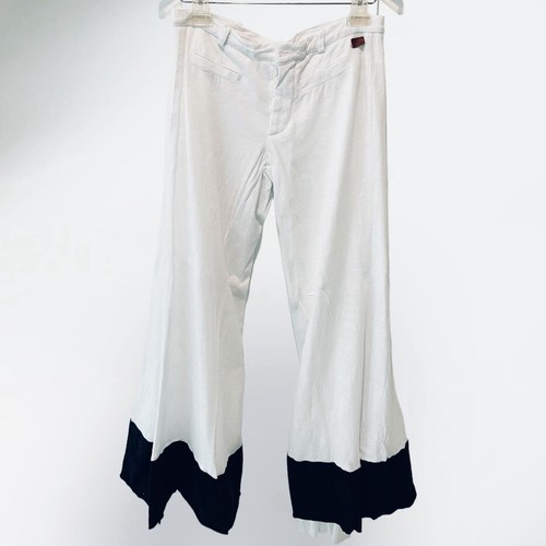 PEACE LOVE WORLD Pants Flare Bell Bottoms White Black Lounge Low Rise ...