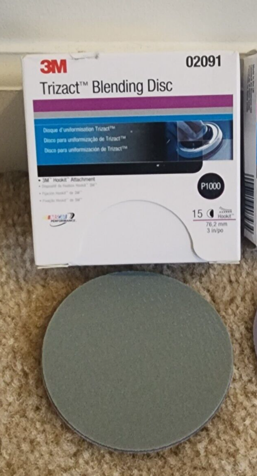 3M Trizact 3" 1000,1500,3000 & 5000 grit. Hookit AttachmentDiscs. (4 ...
