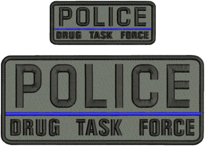 Police Drug Task Force EMB Patches 10x4 & 5x2 Velcr@ On Back Black On ...
