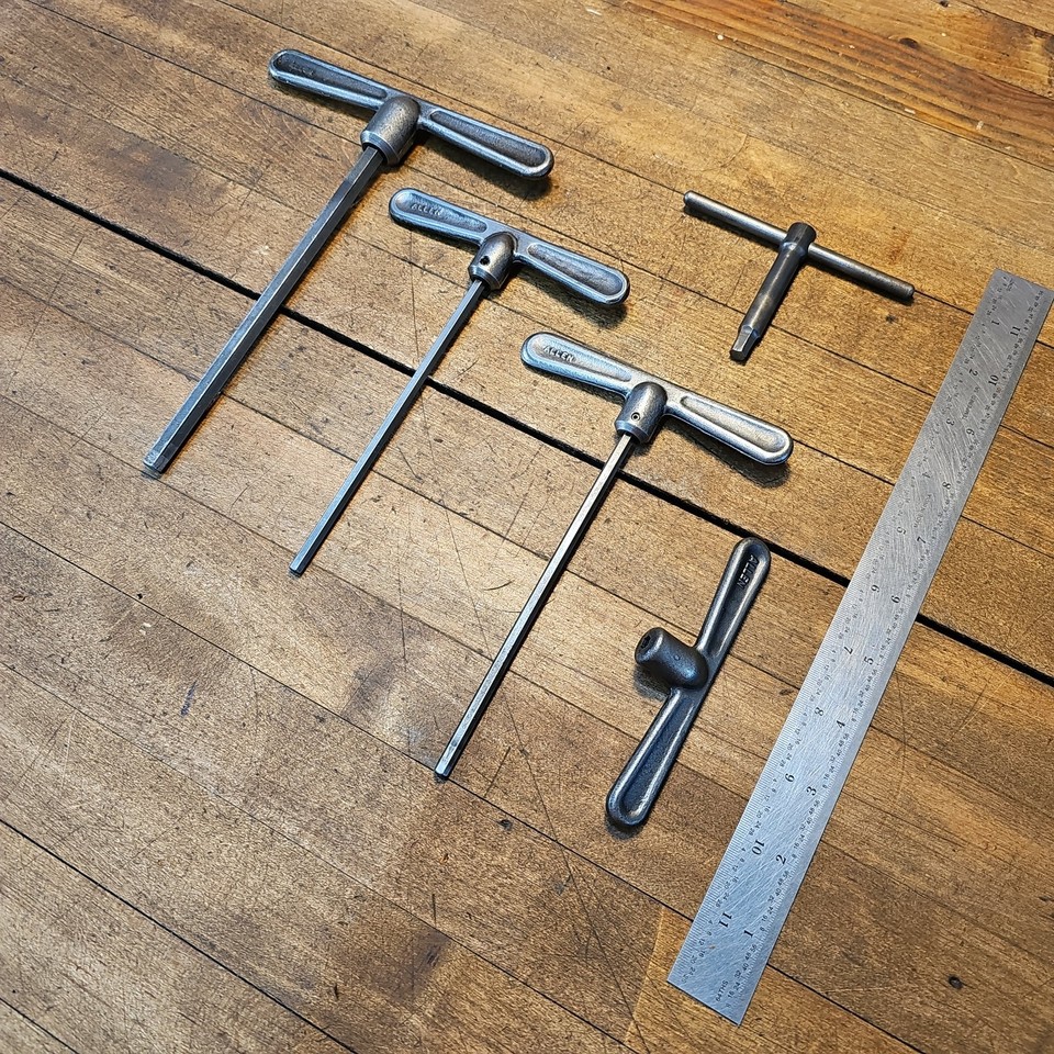 Vintage Allen T-HANDLE Hex Key WRENCH LOTVSAE 3/16 & 5/16" Machinist ...