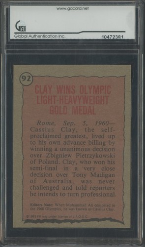 1983 LA Olympics Comp. Cassius Clay Muhammad Ali AUTO GAI Certified ...