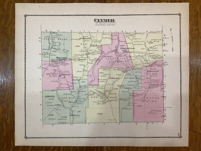 1875 Atlas Map Clymer Township Tioga County Pennsylvania Walker ...