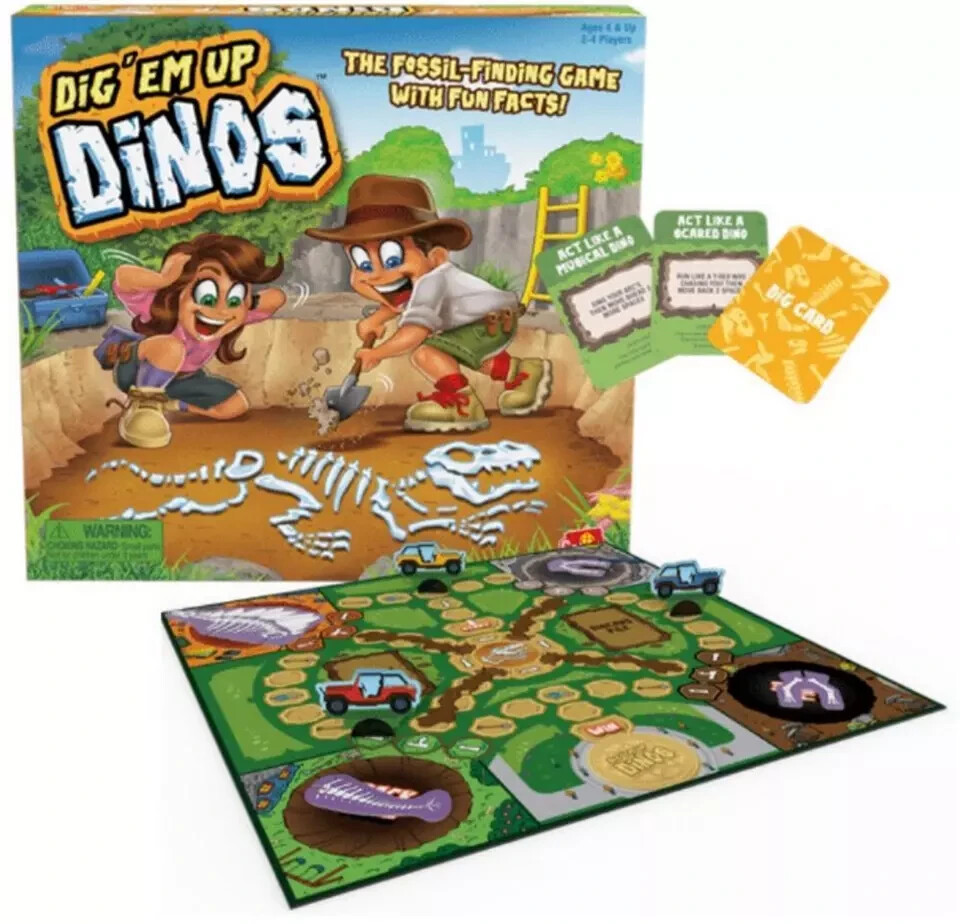 Goliath Dig' Em Up Dinos Board Game - Fossil Finding Game w Fun Facts ...