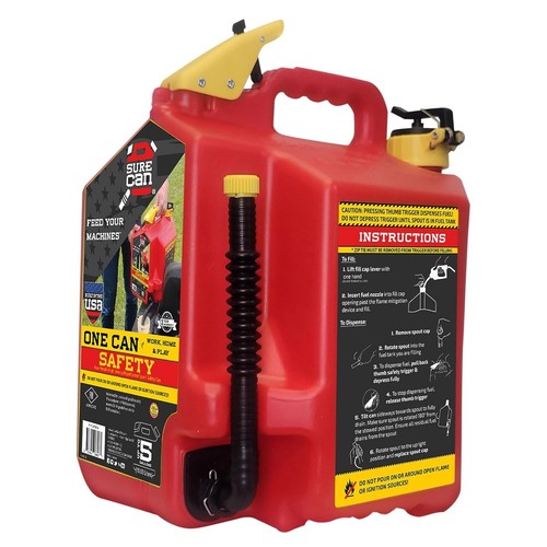 Surecan SUR5SFG2 Flexible Spout 5 Gallon Trigger Gasoline Gas Fuel Can ...