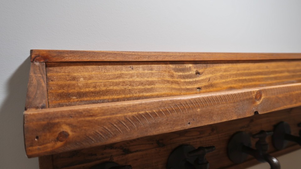 Reclaimed Wood Hand Made Coat Rack with Shelf and Custom Faucet Hooks ...