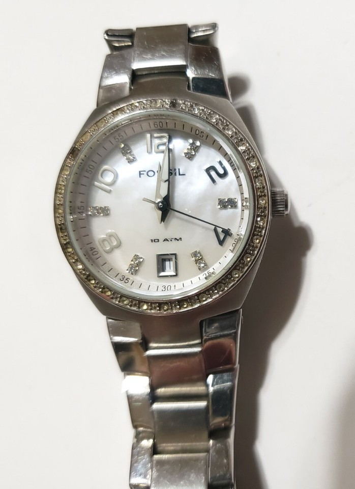 READ!! Women's Fossil Watch Silver Diamonds Vintage AS IS FOR REPAIR | eBay