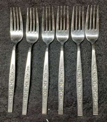 LOT 6 PCS 6 3/4" FORKS WM ROGERS ONEIDA SPANADA FLATWARE STAINLESS | eBay