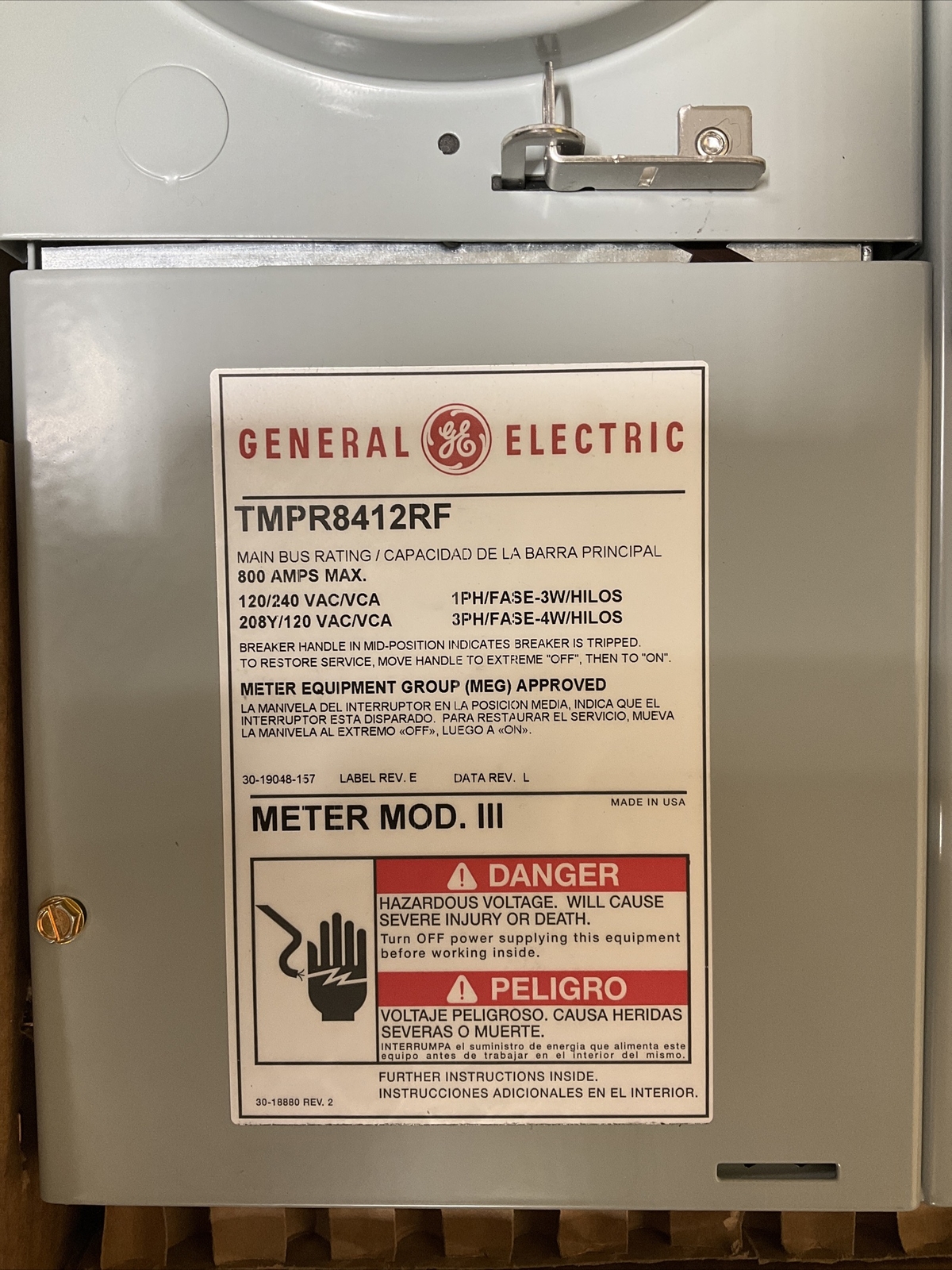 GE 4-Gang Meter Stack MEG 800A/125 Amp 3ph/1ph Ringless Socket 5-Jaw ...