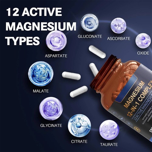 1-3 PACK Magnesium Complex 700mg 12 in 1 Magnesium Supplement with 120 ...