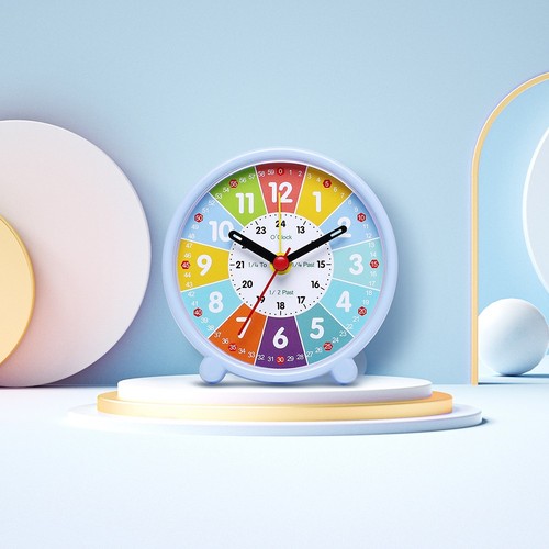 Colorful Silent Learning Clock for Kids Easy Teaching of Time and Hours ...