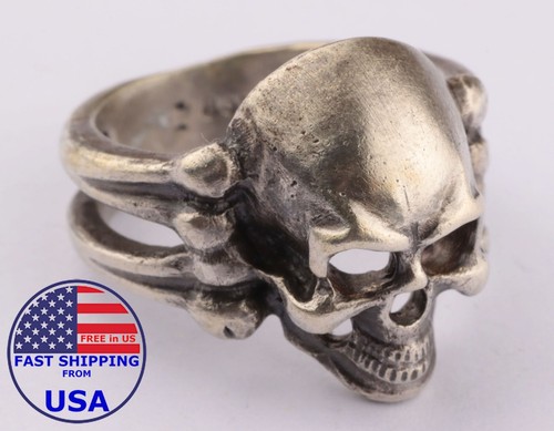 835 Silver WW1 wwI WW2 wwII Skull Bones Ring Viking Gothic Skeleton Biker Goth | eBay
