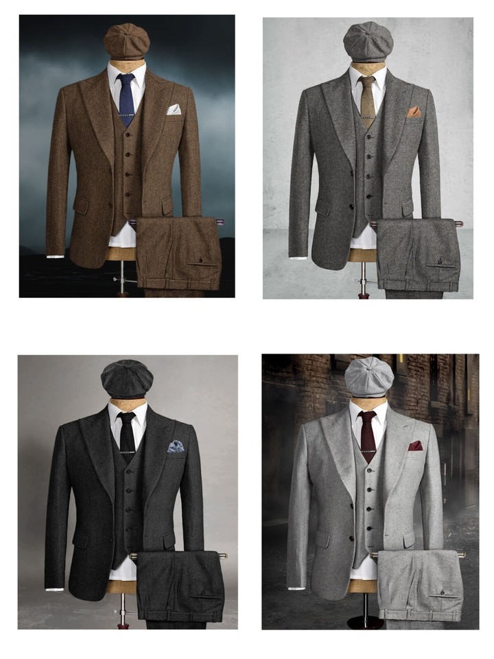 Men's 3 Piece Suit Stunning Peaky Blinders- woolen Tweed Herringbone ...