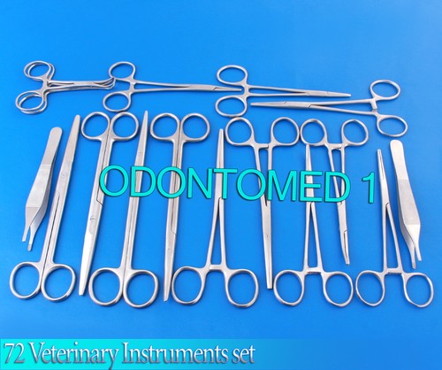 72 Veterinary Instruments set Surgical Medical Spay Pack Forceps ...