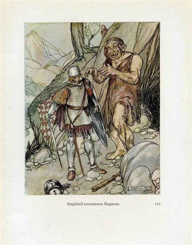 Stephen Reid Illustration Siegfried Encounters Kuperan Heroic Life 1910 ...