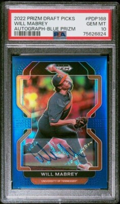 WILL MABREY 2022 Panini Prizm Draft Picks Auto BLUE /99 Tennessee PSA ...