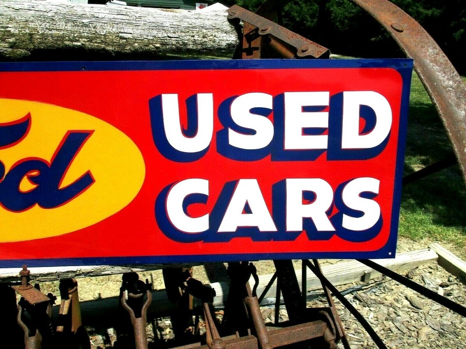 HAND Painted Metal Ford USED CARS Truck Car Lot Dealership Auto Sales ...