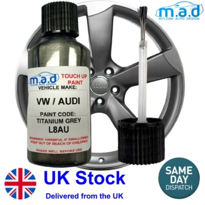 AUDI L8AU TITANIUM GREY WHEEL TOUCH UP PAINT KIT 30ML RS4 RS5 TTRS A3 ...